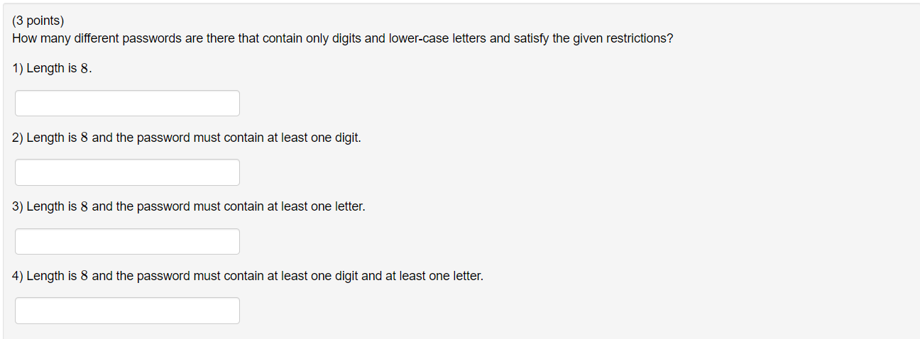 Solved 3 Points How Many Different Passwords Are There 