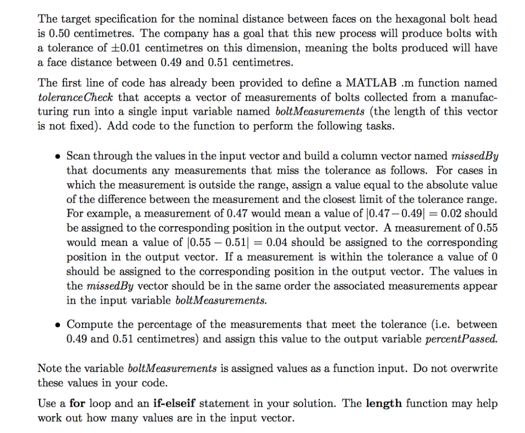 Solved The target specification for the nominal distance | Chegg.com