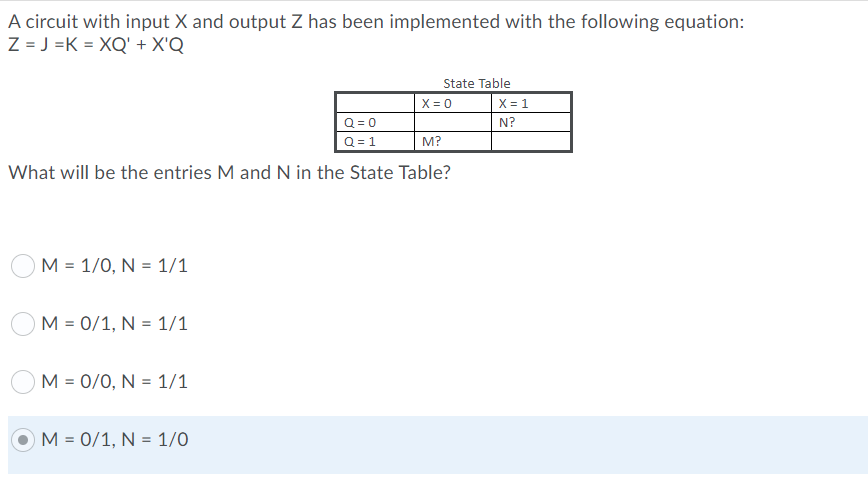 Solved A circuit with input X and output Z has been | Chegg.com