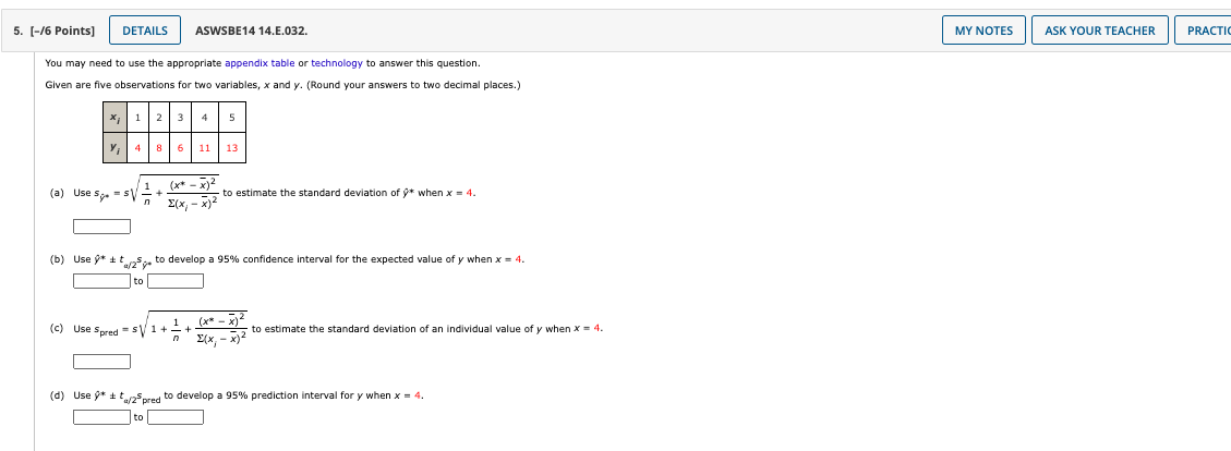 Solved Given are five observations collected in a regression | Chegg.com