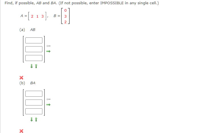 Solved Find, if possible, AB ﻿and BA. (If not possible, | Chegg.com