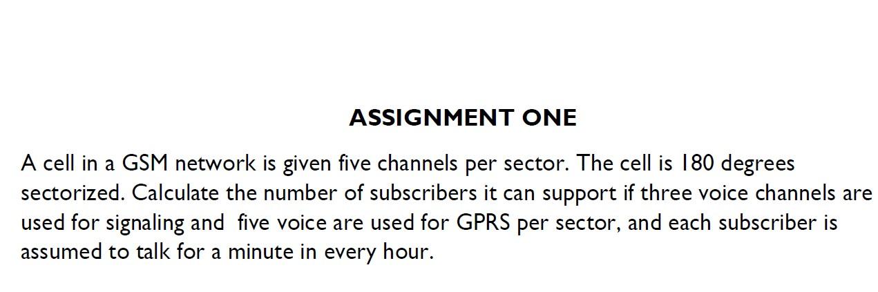 Solved ASSIGNMENT ONE A cell in a GSM network is given five | Chegg.com