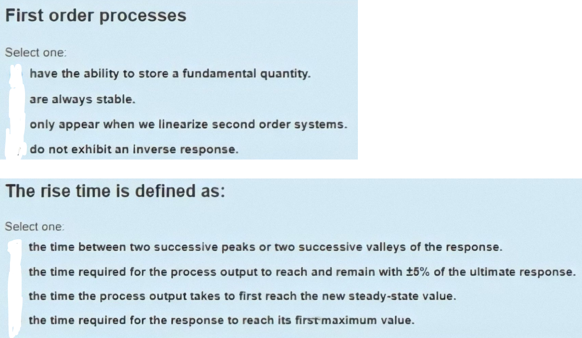 Solved First order processes Select one have the ability to | Chegg.com