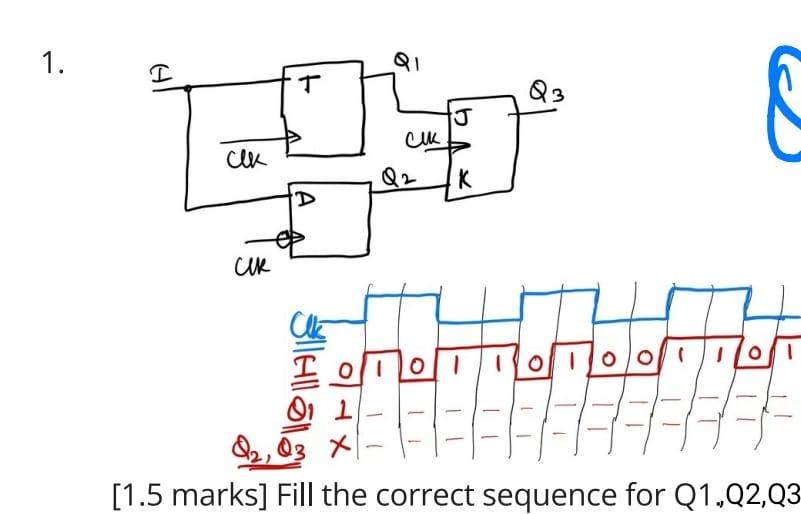 Solved [1.5 marks] Fill the correct sequence for Q1,Q2,Q | Chegg.com