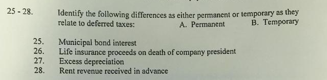 Solved 25 - 28. Identify the following differences as either | Chegg.com