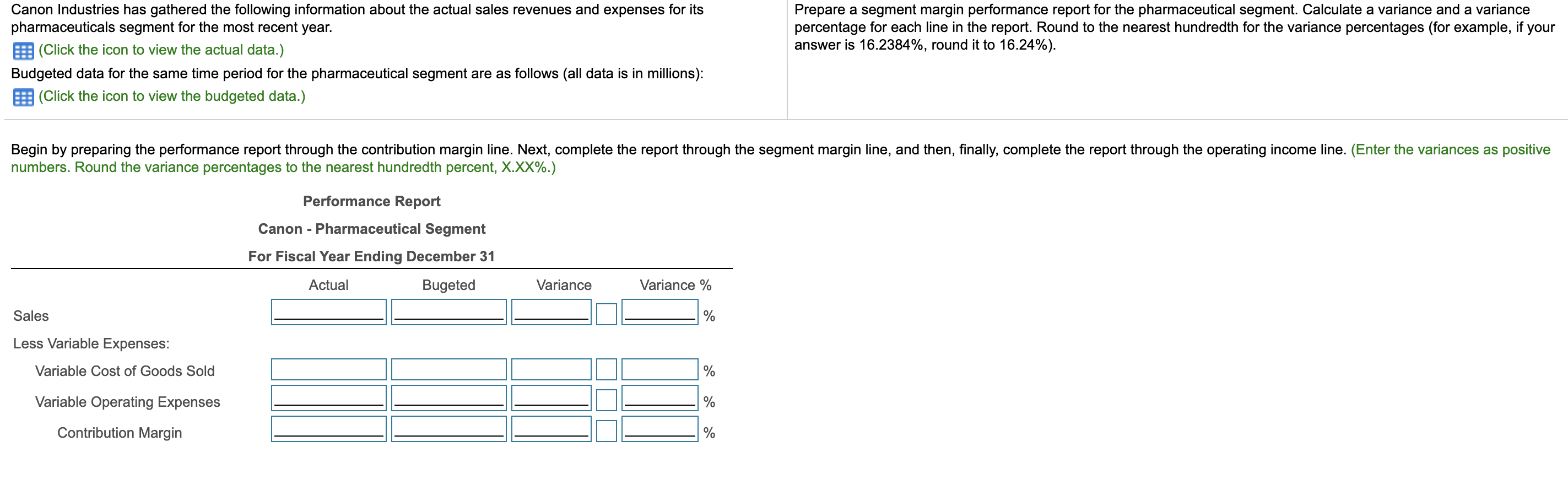 Solved Prepare a segment margin performance report for the | Chegg.com