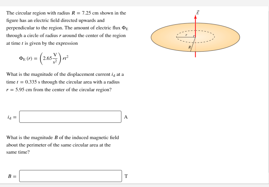 Solved The circular region with radius R = 7.25 cm shown in | Chegg.com
