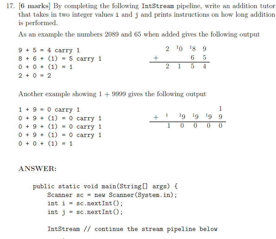 17. [6 marks) By completing the following IntStream | Chegg.com