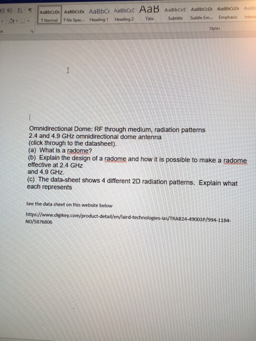 Solved Subtle Em. Emphasis Inte Styles 8 Normal No Spac... | Chegg.com