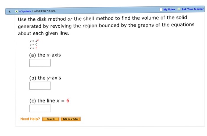 Solved Use the disk method or the shell method to find the | Chegg.com