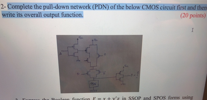 Solved 2- Complete the pull-down network (PDN) of the below | Chegg.com