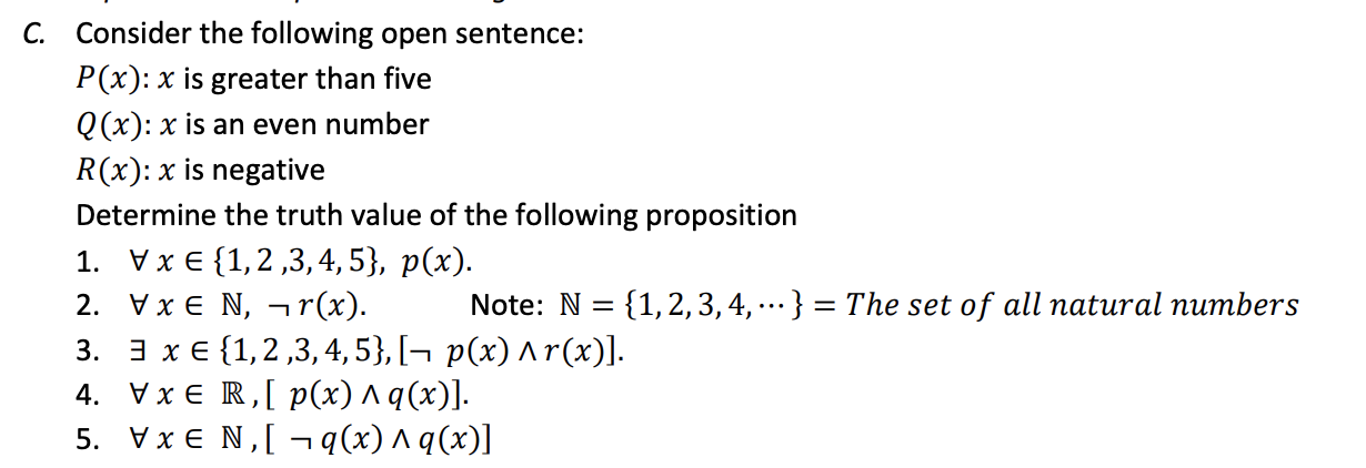 Solved C. Consider the following open sentence: P(x): x is | Chegg.com