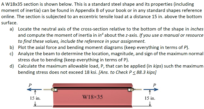 Solved A W18x35 section is shown below. This is a standard | Chegg.com