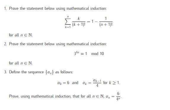 Solved 1. Prove the statement below using mathematical | Chegg.com