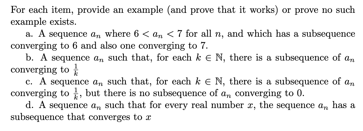 Solved For each item, provide an example (and prove that it | Chegg.com