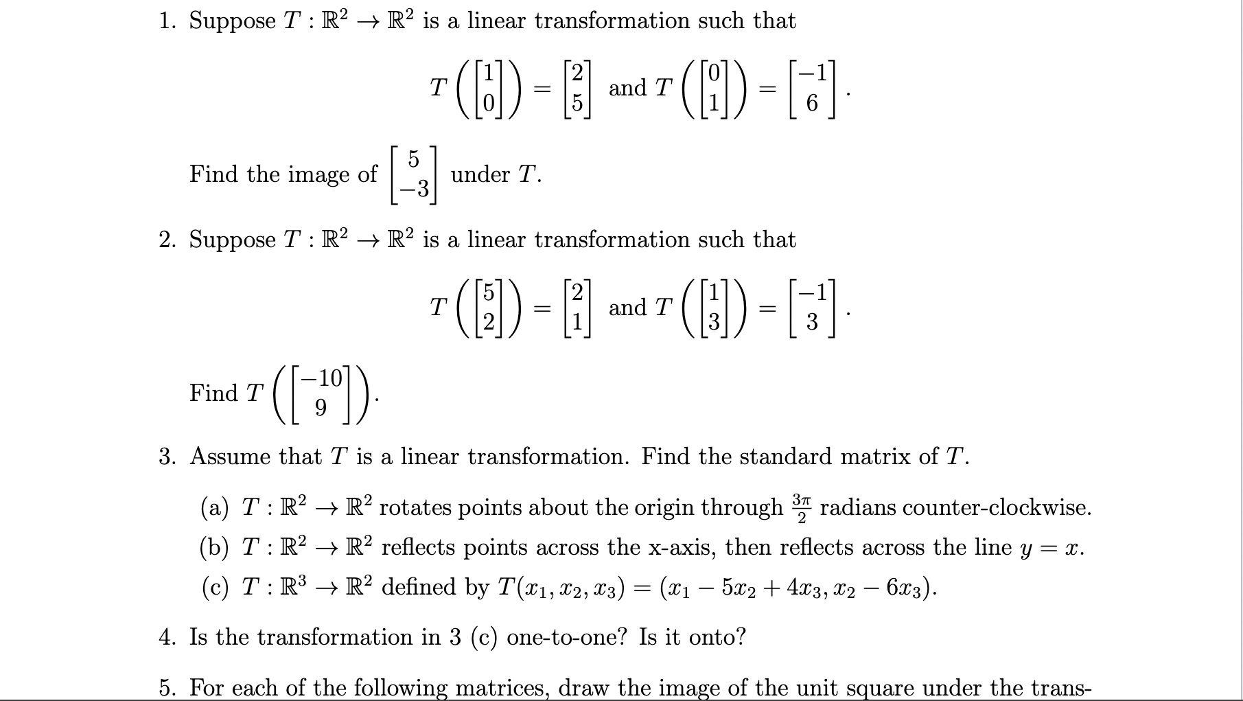 Solved 1. Suppose T:R2→R2 is a linear transformation such | Chegg.com