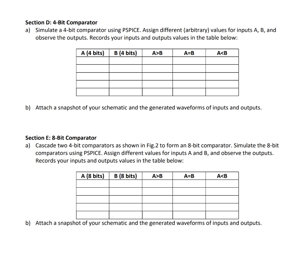 Lab 6 Comparators Section A: Introduction The goal is | Chegg.com
