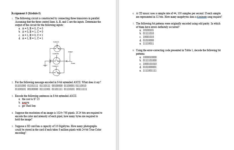 Assignment 5 (Module 5) The following circuit is | Chegg.com