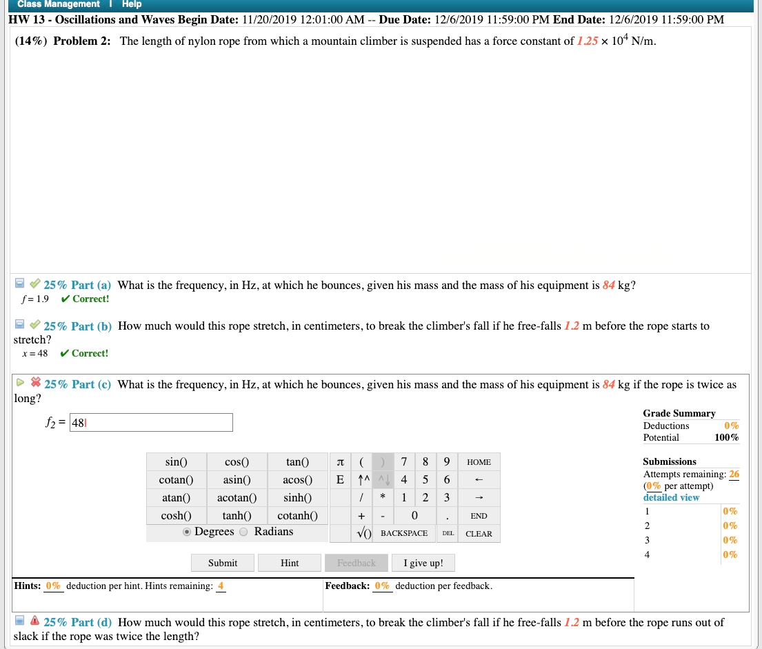 Solved Class Management | Help HW 13 - Oscillations and | Chegg.com