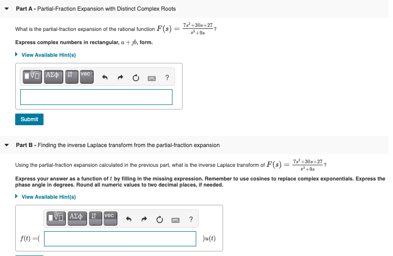 Solved Part A - Partial-Fraction Expansion with Distinct | Chegg.com