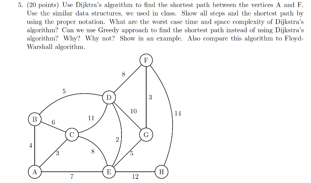 Solved 5. (20 points) Use Dijktra's algorithm to find the | Chegg.com Solved 5. (20 points) Use Dijktra's algorithm to find the | Chegg.com