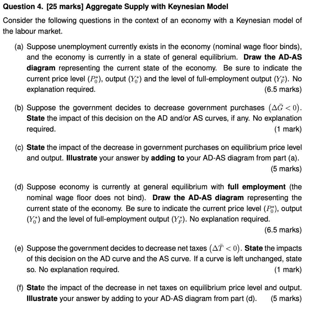 Solved Question 4. [25 marks] Aggregate Supply with | Chegg.com