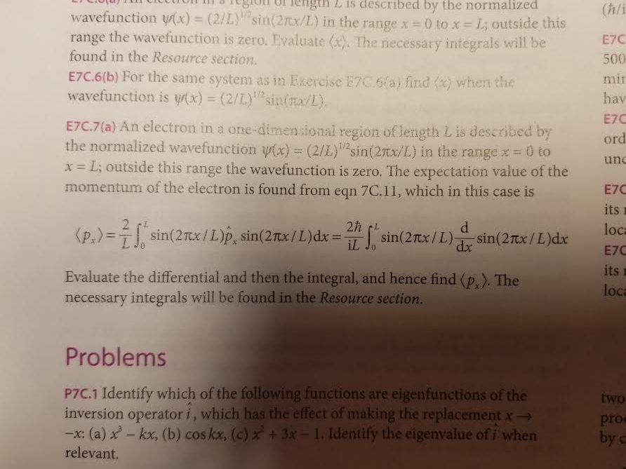 Solved E7c.7(a) An electron in a one dimensional region of | Chegg.com