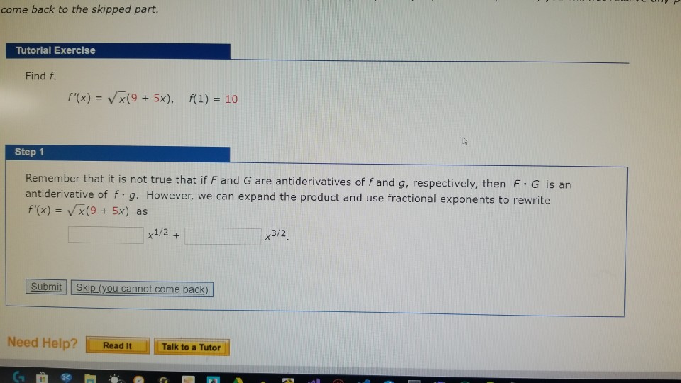 Solved come back to the skipped part. Tutorial Exercise Find | Chegg.com