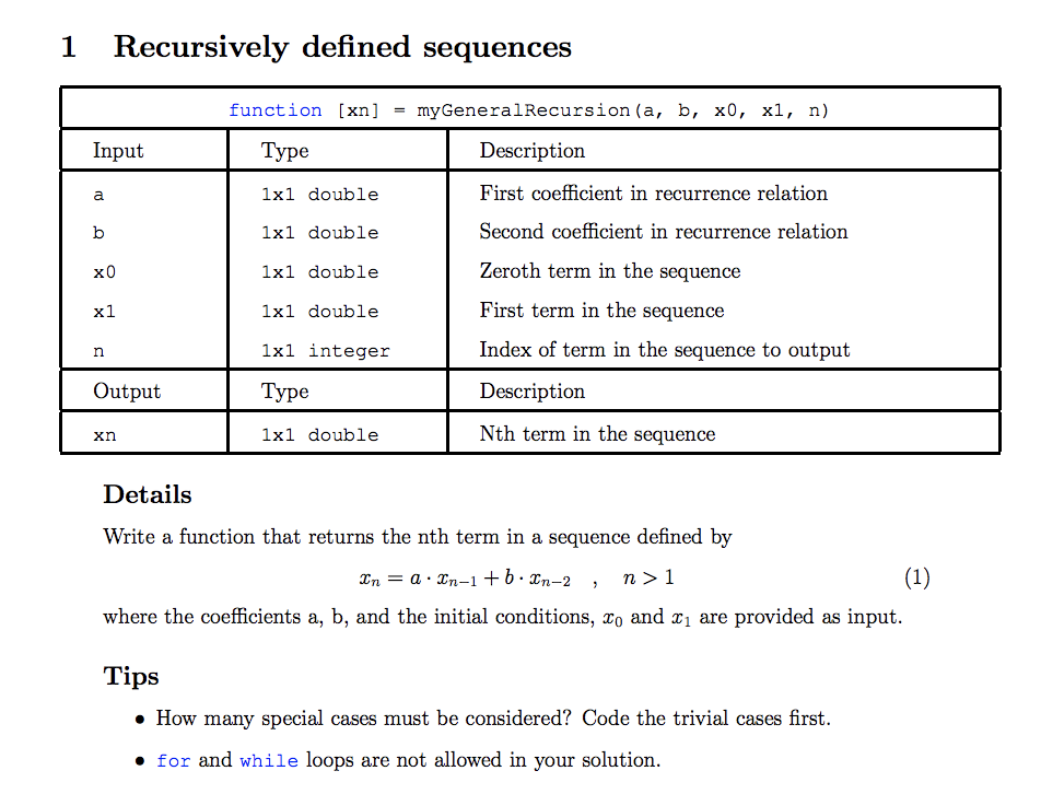Solved 1 Recursively defined sequences function [xn] = my | Chegg.com