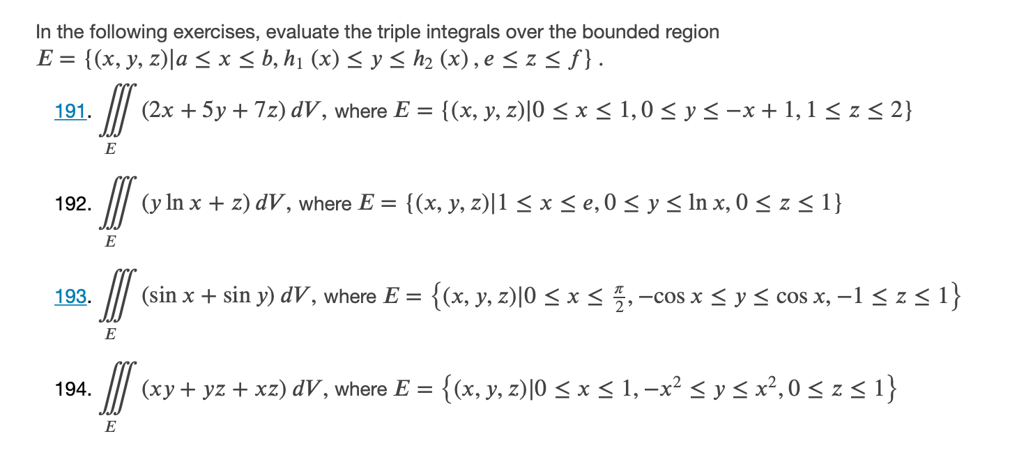 Solved In the following exercises, evaluate the triple | Chegg.com