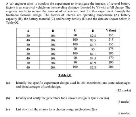 Solved A car engineer aims to conduct the experiment to | Chegg.com