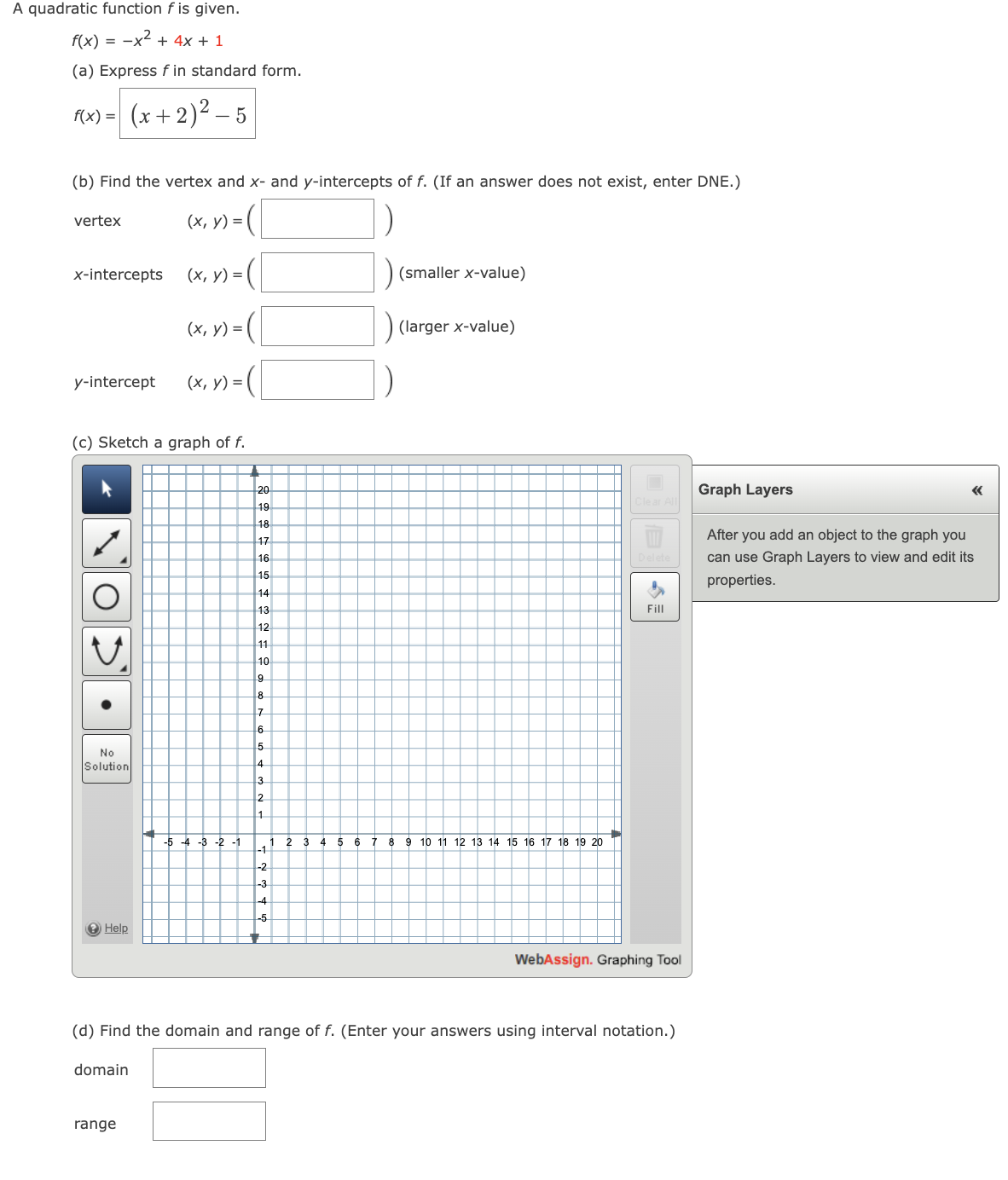 A quadratic function f is given. f(x) = −x2 + 4x + 1 | Chegg.com