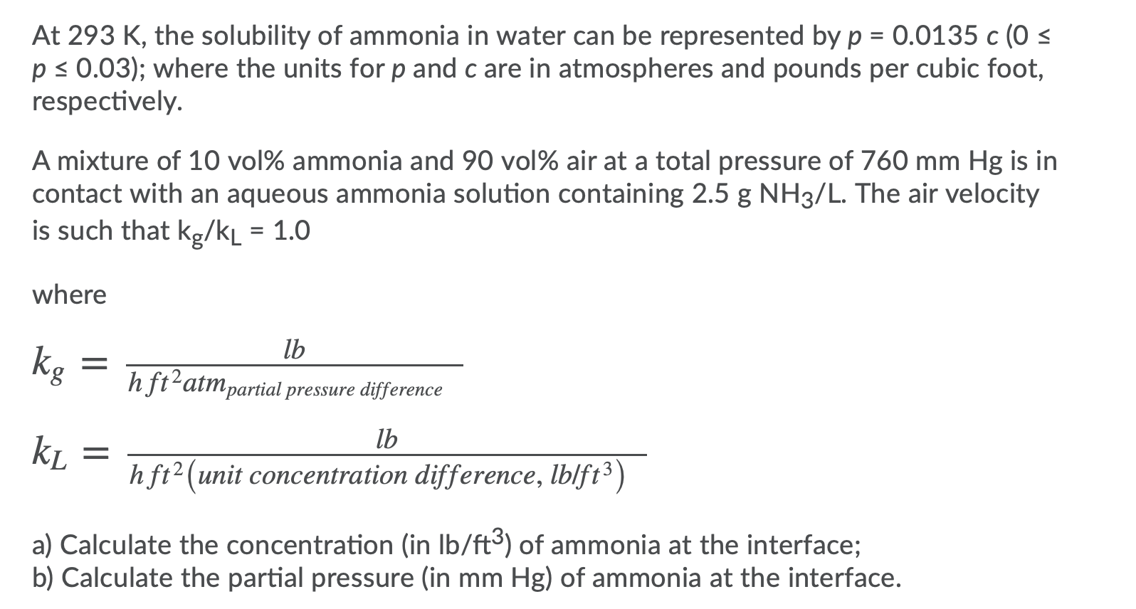 Solved At 293 K, the solubility of ammonia in water can be | Chegg.com
