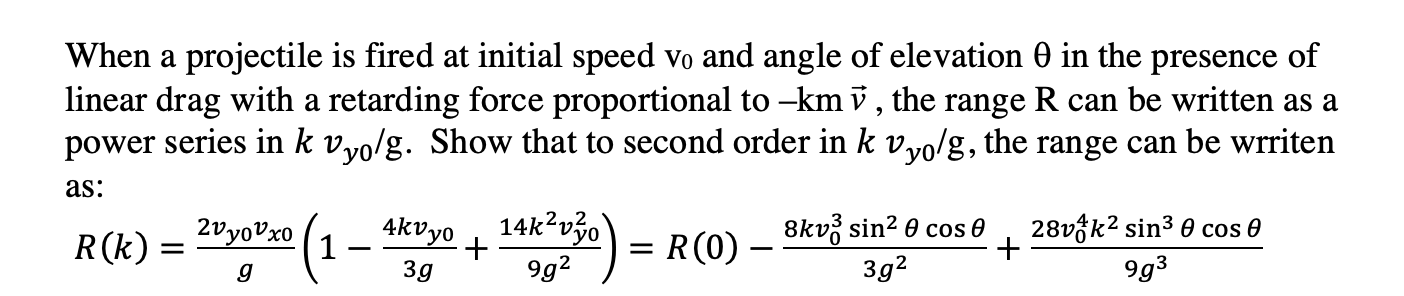 Solved When a projectile is fired at initial speed v0 and | Chegg.com