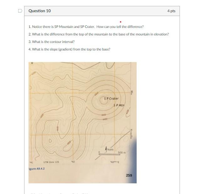 Solved D Question 10 4 pts 1. Notice there is SP Mountain | Chegg.com