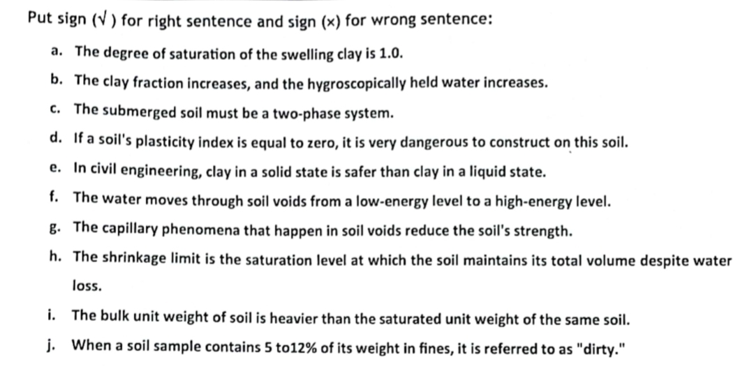 Solved Put sign (?2) ﻿for right sentence and sign (x) ﻿for | Chegg.com