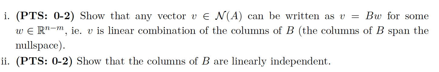 Solved Basis Derivation Consider a fat matrix A € Rmxn (m