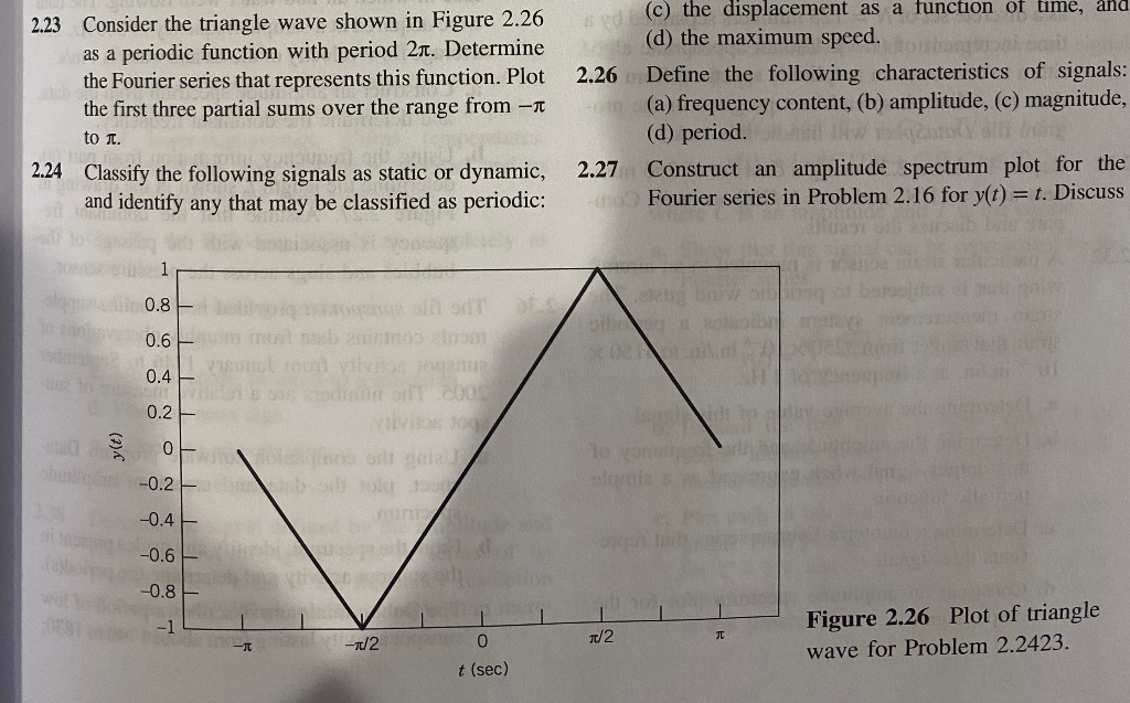Solved 2.26 2.23 Consider the triangle wave shown in Figure | Chegg.com