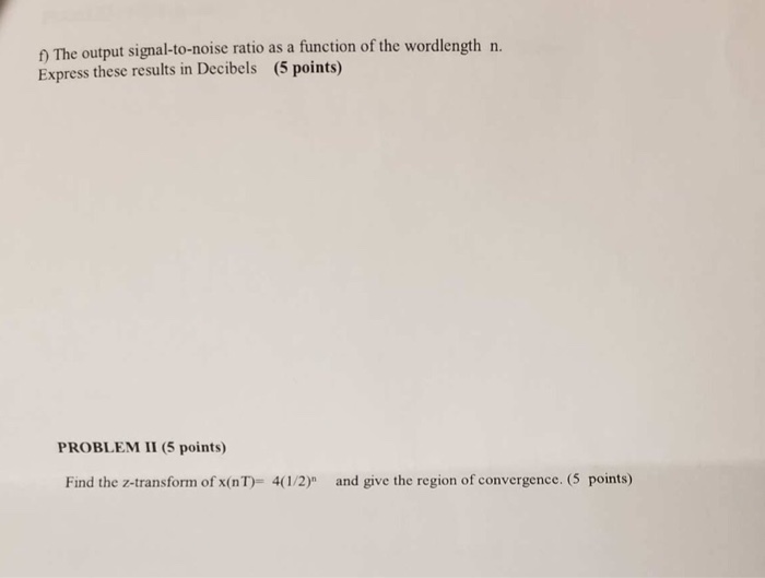 Solved e output signal-to-noise ratio as a function of the | Chegg.com