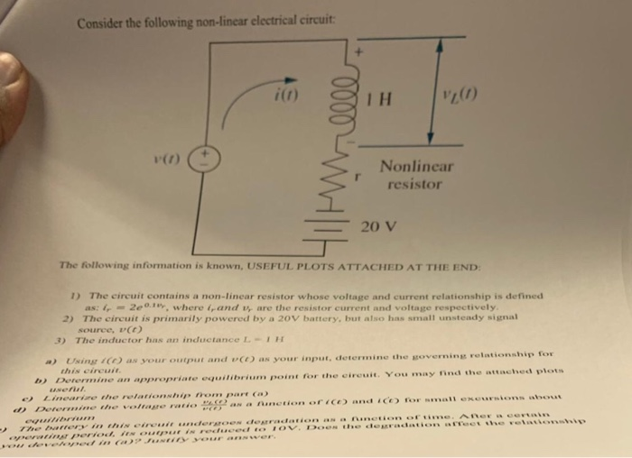 Consider the following non-linear electrical circuit | Chegg.com