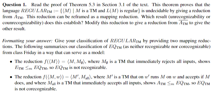 Solved Question 1. Read the proof of Theorem 5.3 in Section | Chegg.com