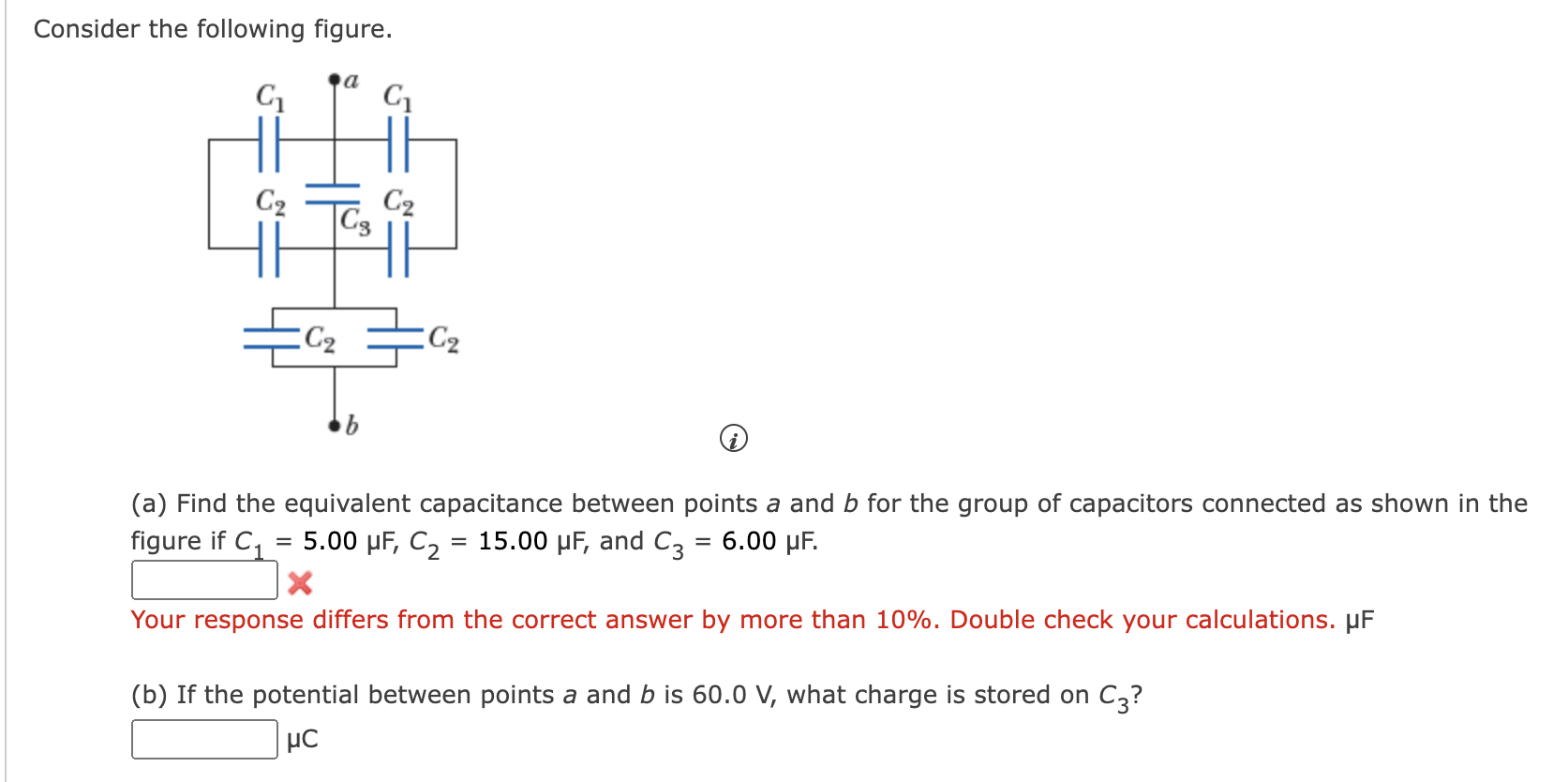 Solved (a) Find the equivalent capacitance between points a | Chegg.com