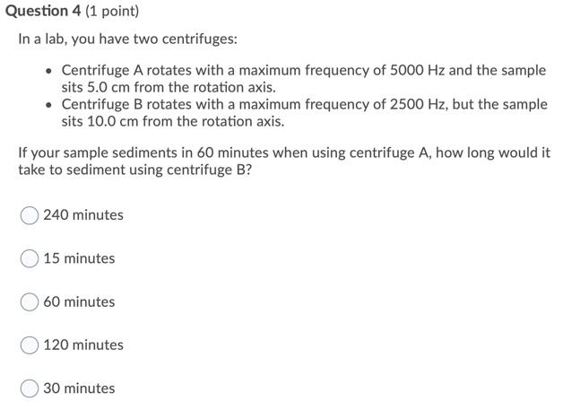 Solved Question 4 (1 point) In a lab, you have two | Chegg.com