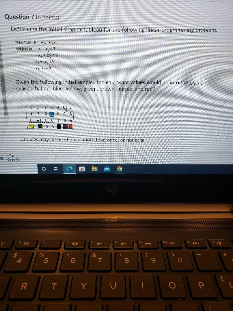 Solved Question 7 (6 points) Determine the initial simplex | Chegg.com
