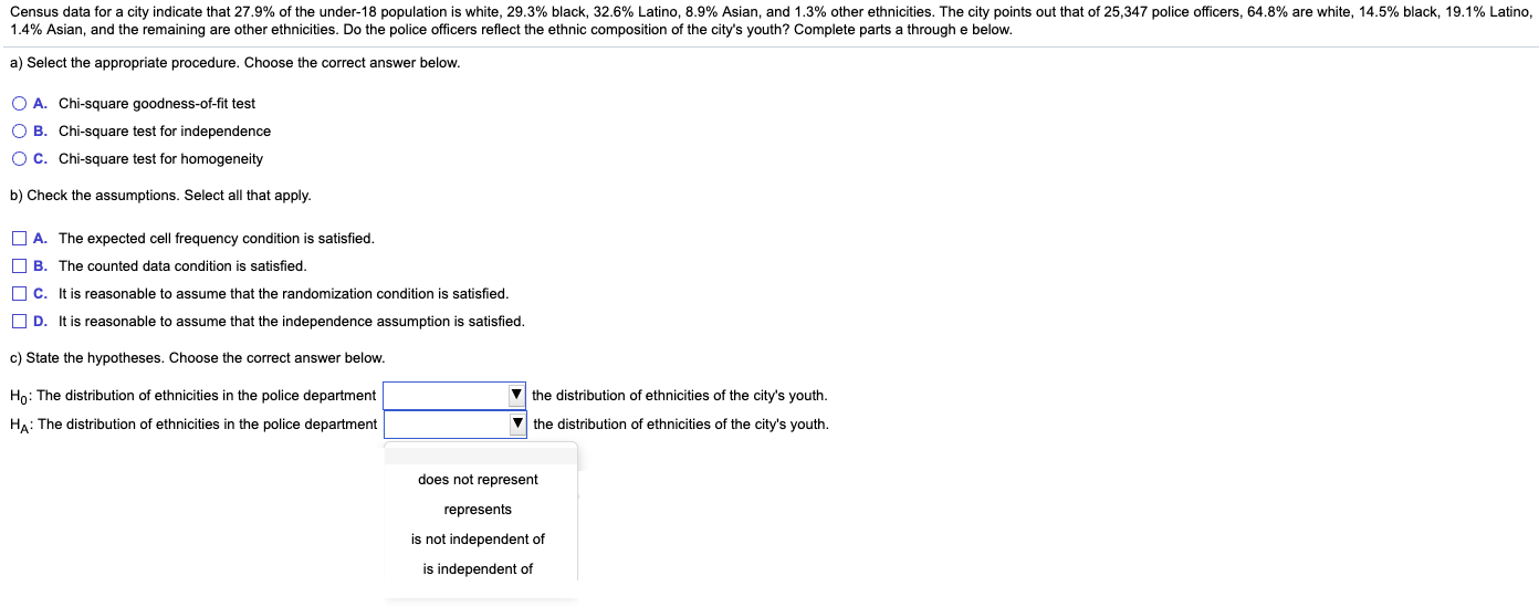 Solved Census data for a city indicate that 27.9% of the | Chegg.com