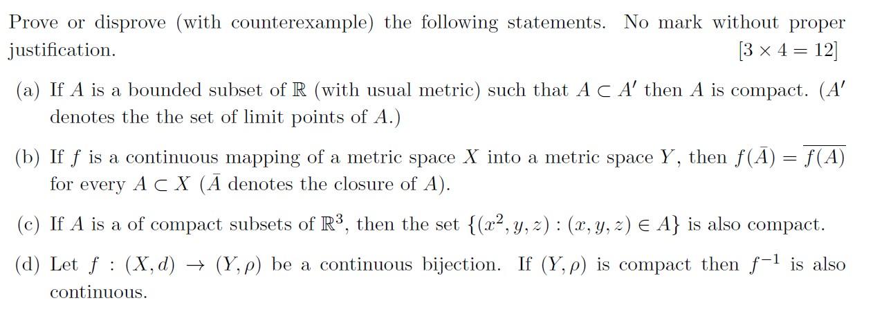 Solved Prove or disprove (with counterexample) the following | Chegg.com