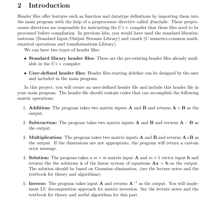 2 Introduction Header files offer features such as | Chegg.com