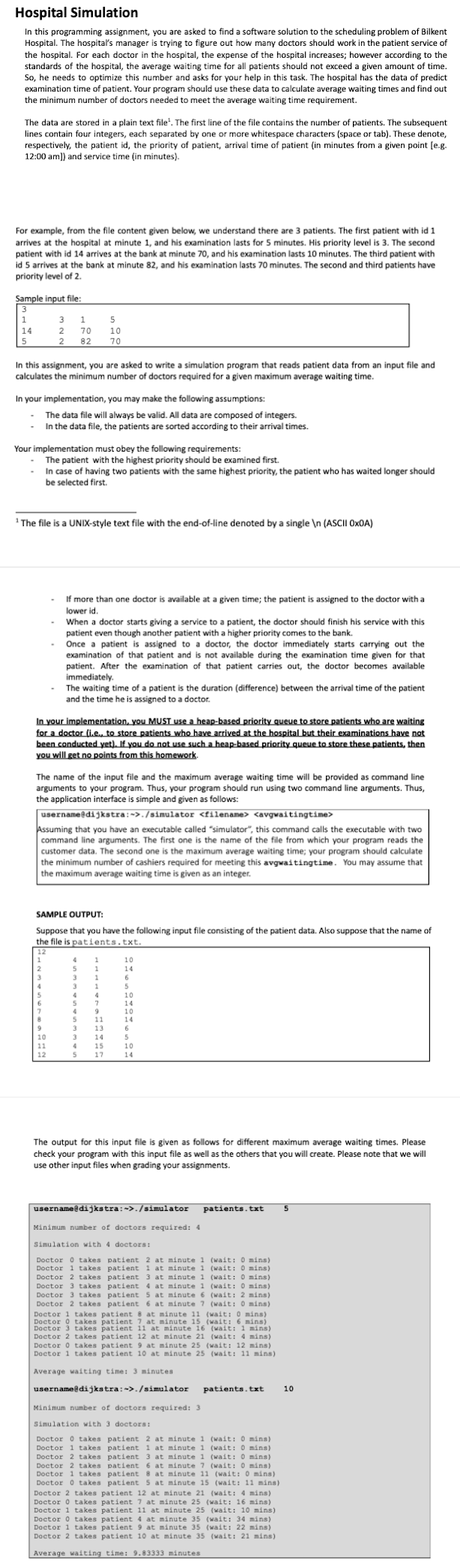 Solved C++ ﻿Hospital Simulation Using Heap | Chegg.com