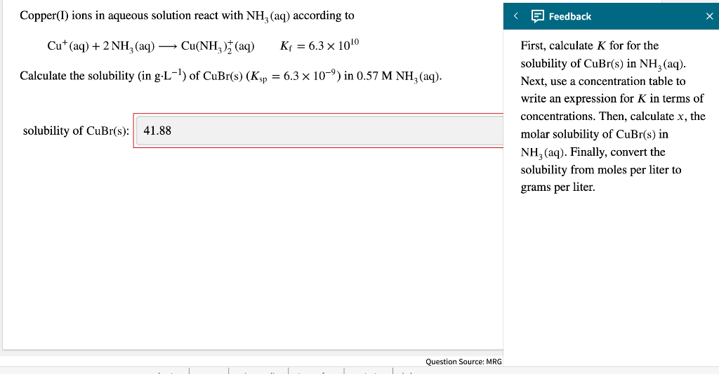 Solved Copper(1) ions in aqueous solution react with NH2 | Chegg.com