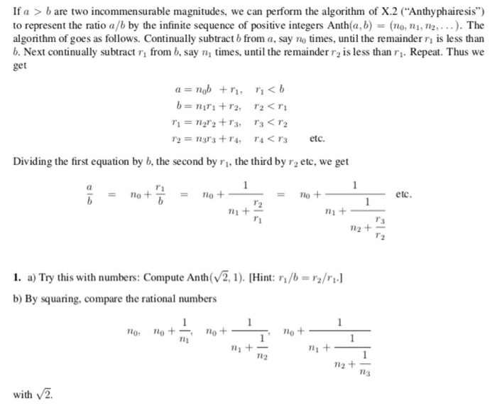 Solved If a > b are two incommensurable magnitudes, we can | Chegg.com